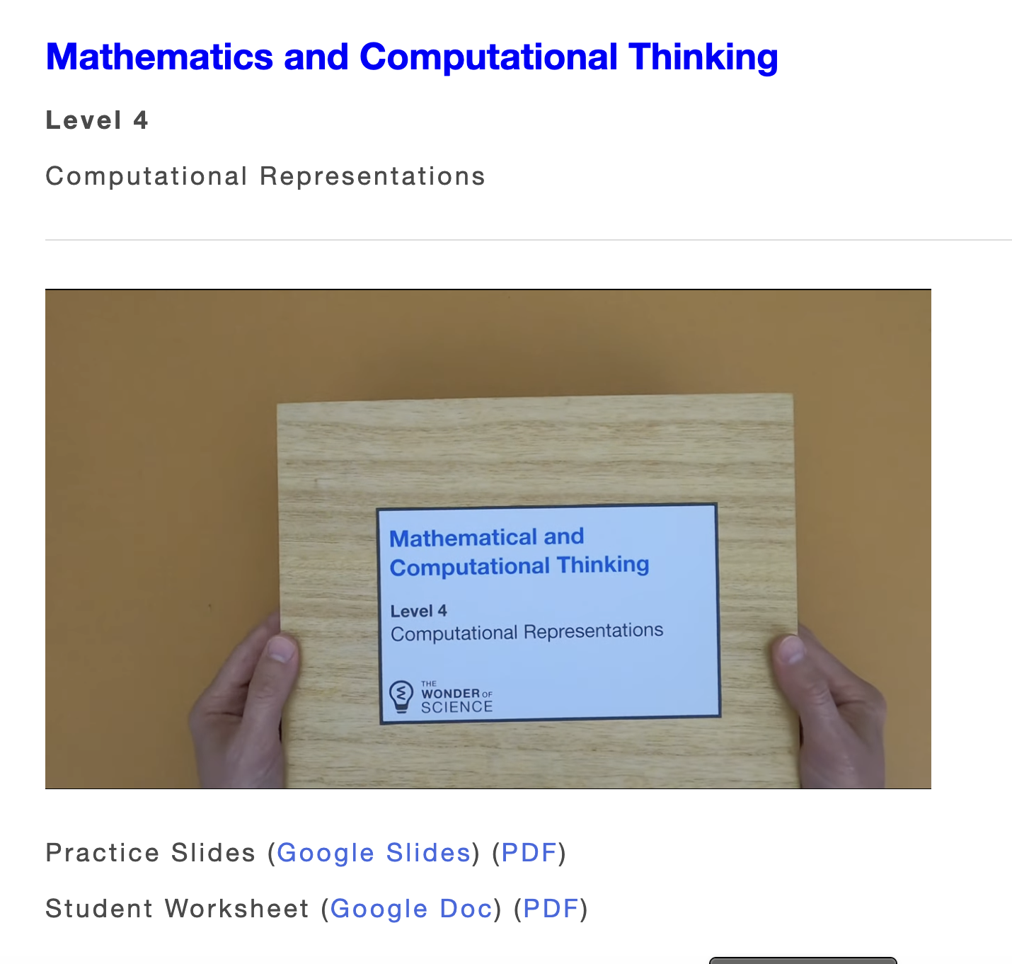 Mathematical & Computational Thinking Level 4 - Computational Representations — The Wonder of ...